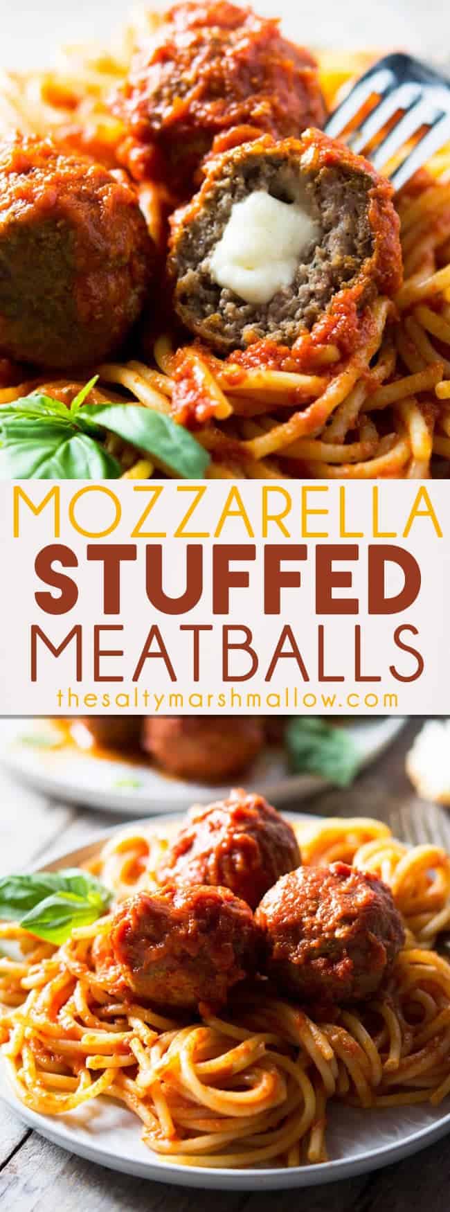 Mozzarella Stuffed Meatballs - The Salty Marshmallow