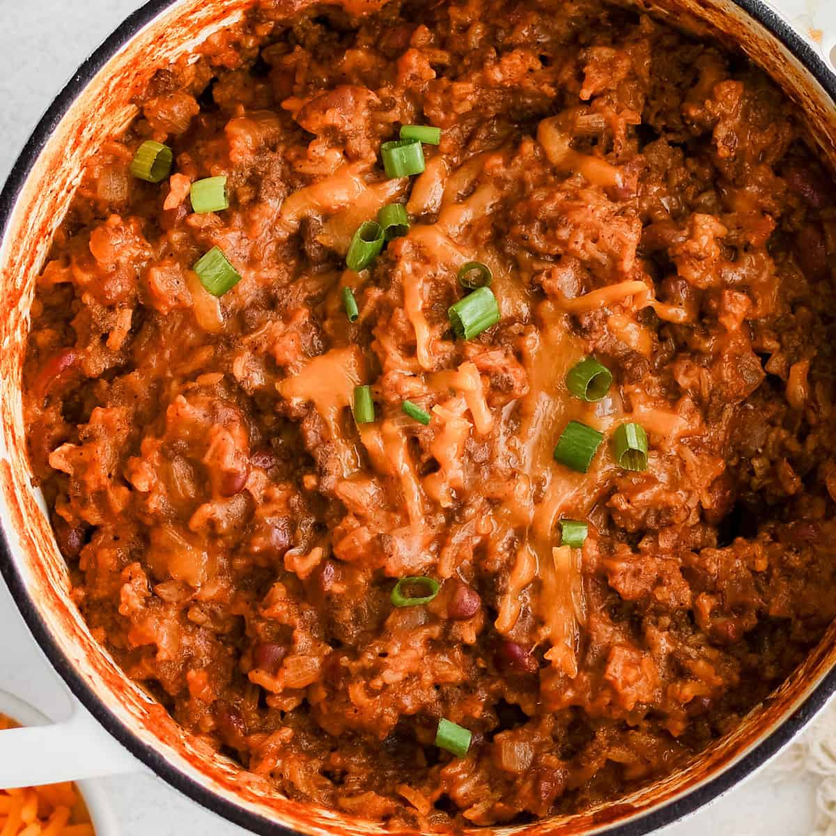 One Pot Chili Cheese Rice - The Salty Marshmallow