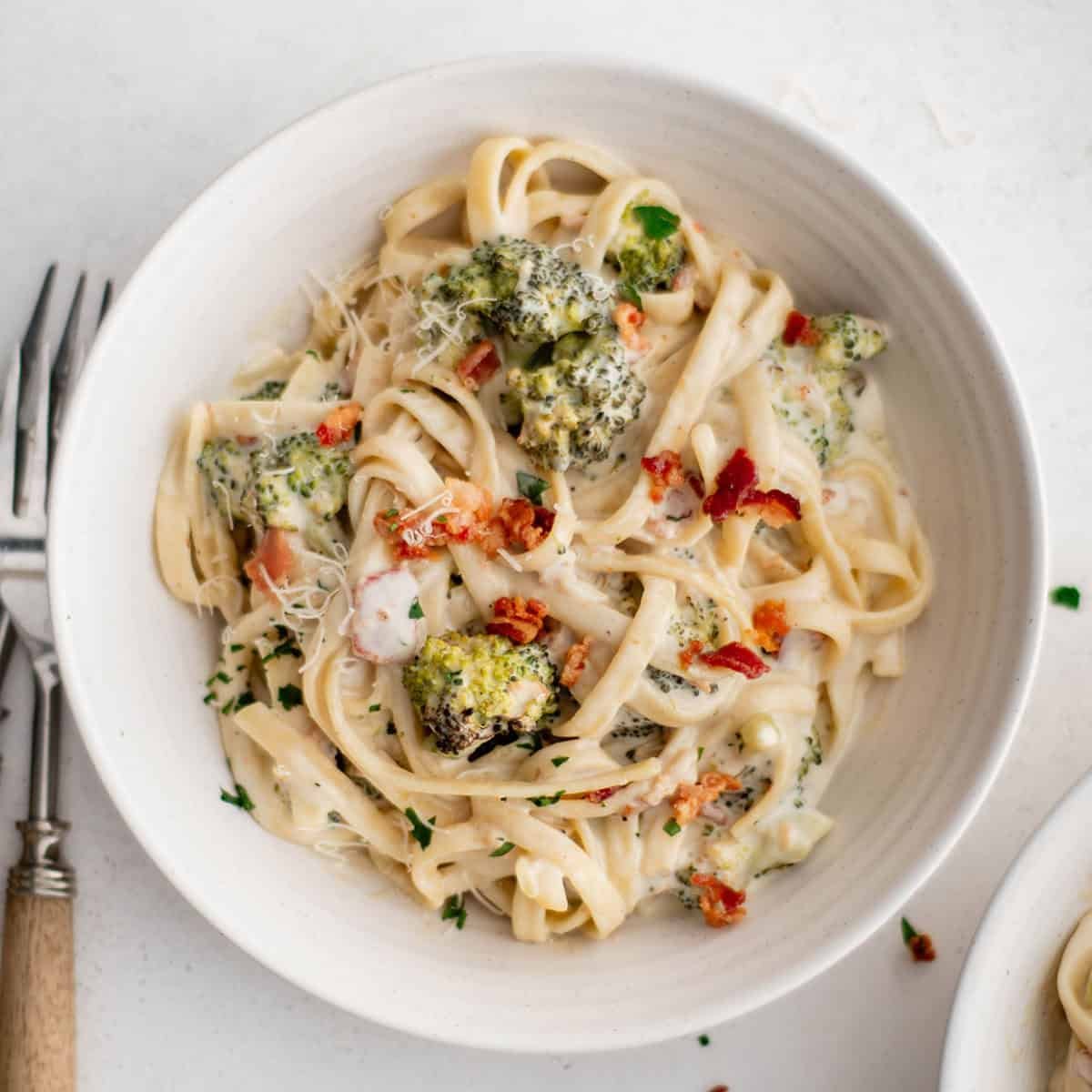 Creamy Bacon Roasted Broccoli Pasta - The Salty Marshmallow